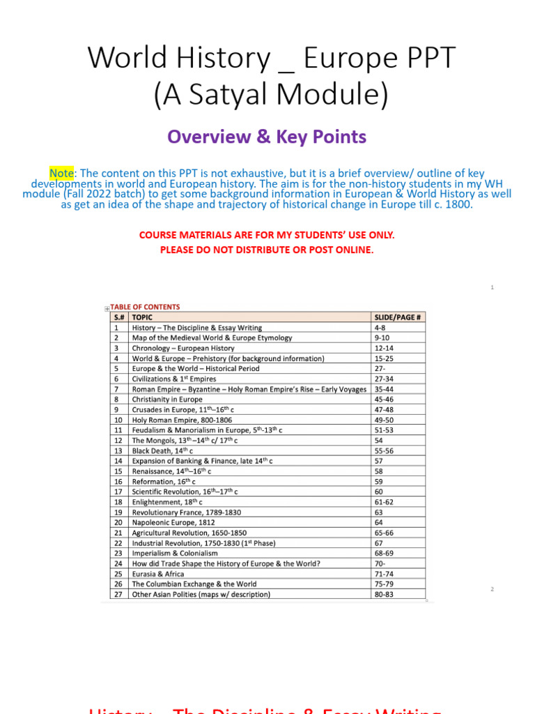 A Satyal OVERVIEW WH Module Med_ Early Modern European History | PDF ...