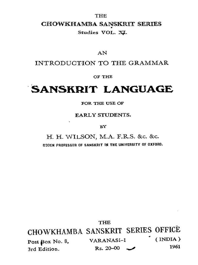 An Introduction To The Grammar of The Sanskrit Language, For The Use of ...