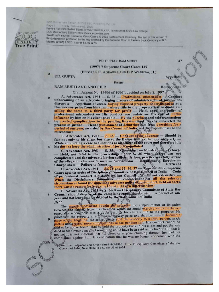 PD Gupta Vs Ram Murti Self Note | PDF