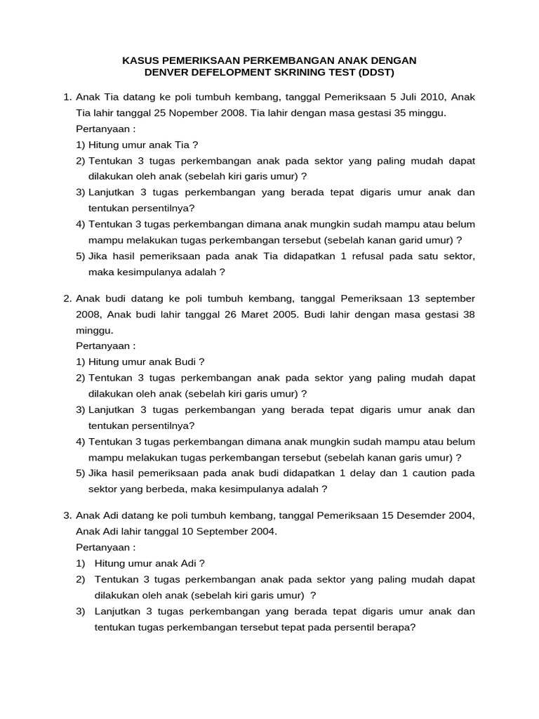 Skrining Perkembangan Anak Denver II | PDF