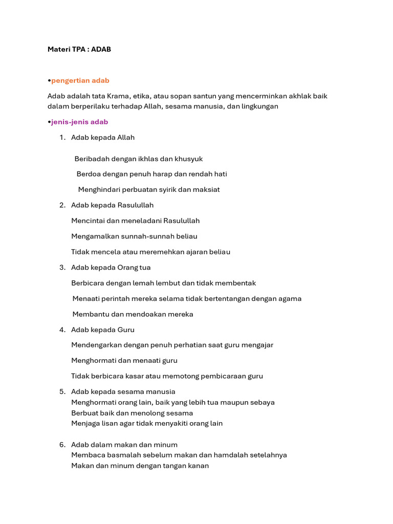 Adab dalam Kehidupan Sehari-hari | PDF