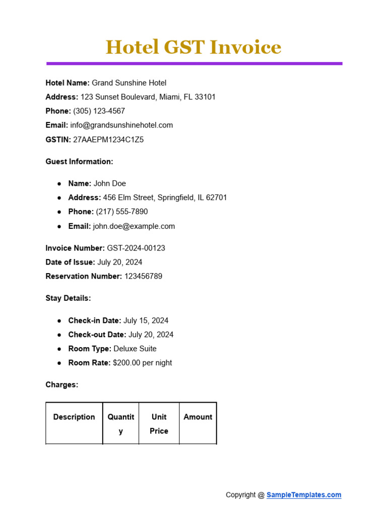 Hotel GST Invoice | PDF