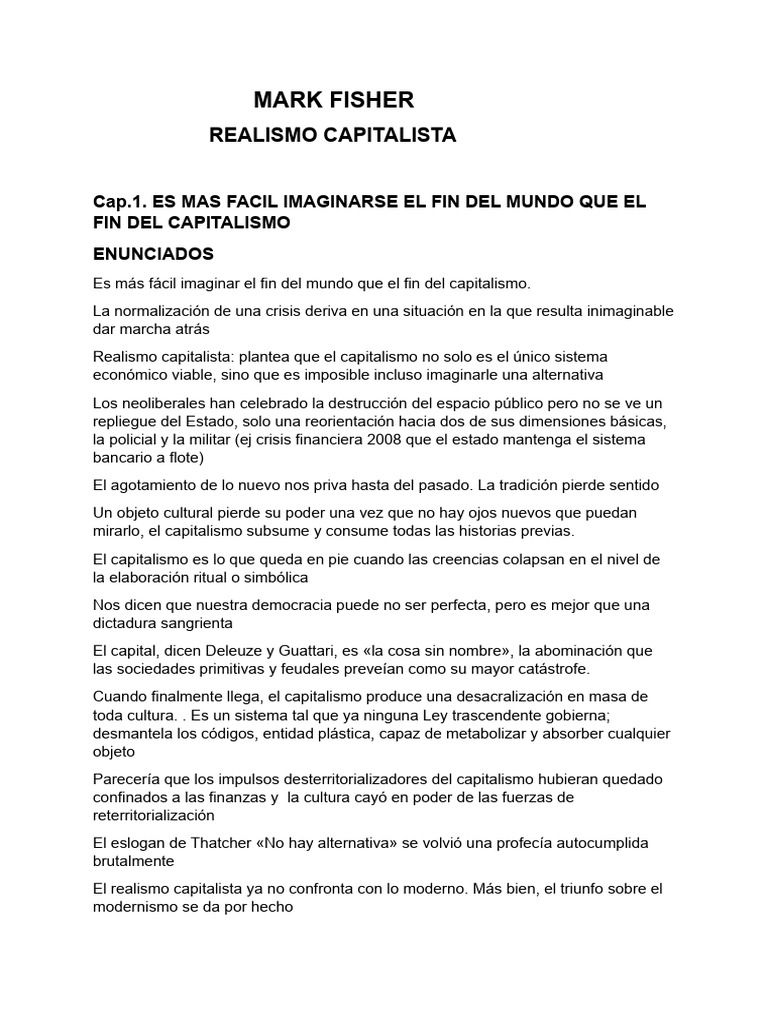Realismo Capitalista de Mark Fisher | PDF | Capitalismo | Ideologías