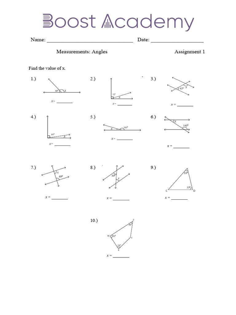 Angles Assignment 1 | PDF | Triangle | Angle