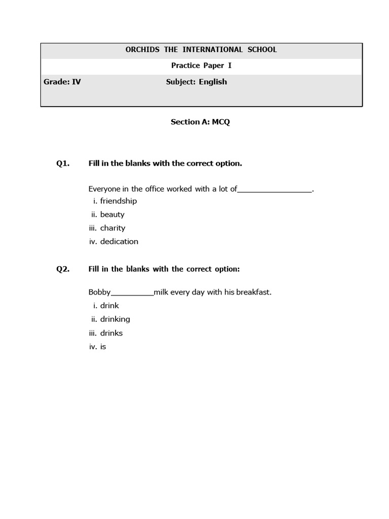 Grade 4 Eng Practice Work Sheet Set 2 | PDF | Bees | Beekeeping