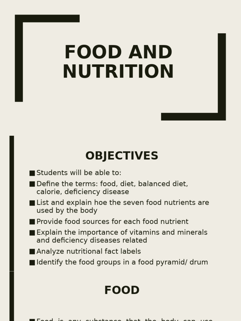 Unit 5 - Food and Nutrition | PDF | Nutrients | Calorie