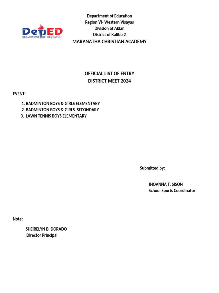Sports Entry | PDF