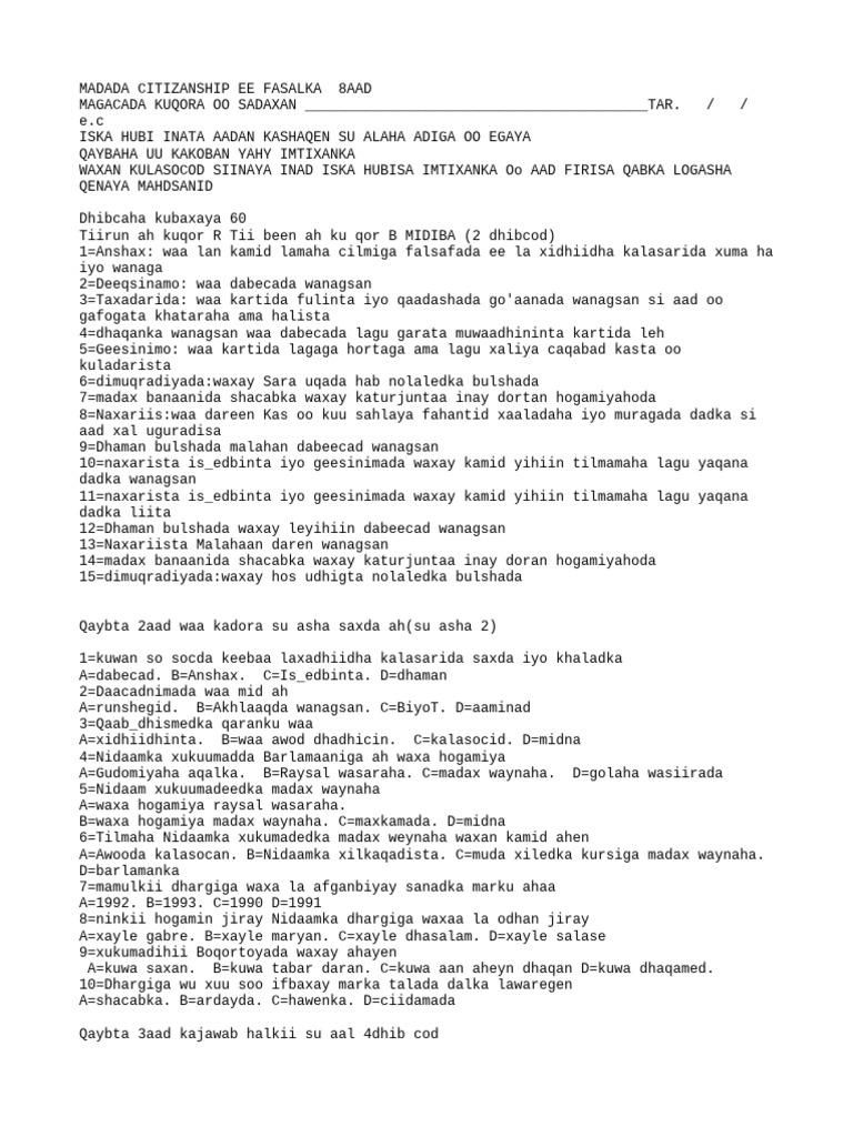 Madada Xisabta | PDF