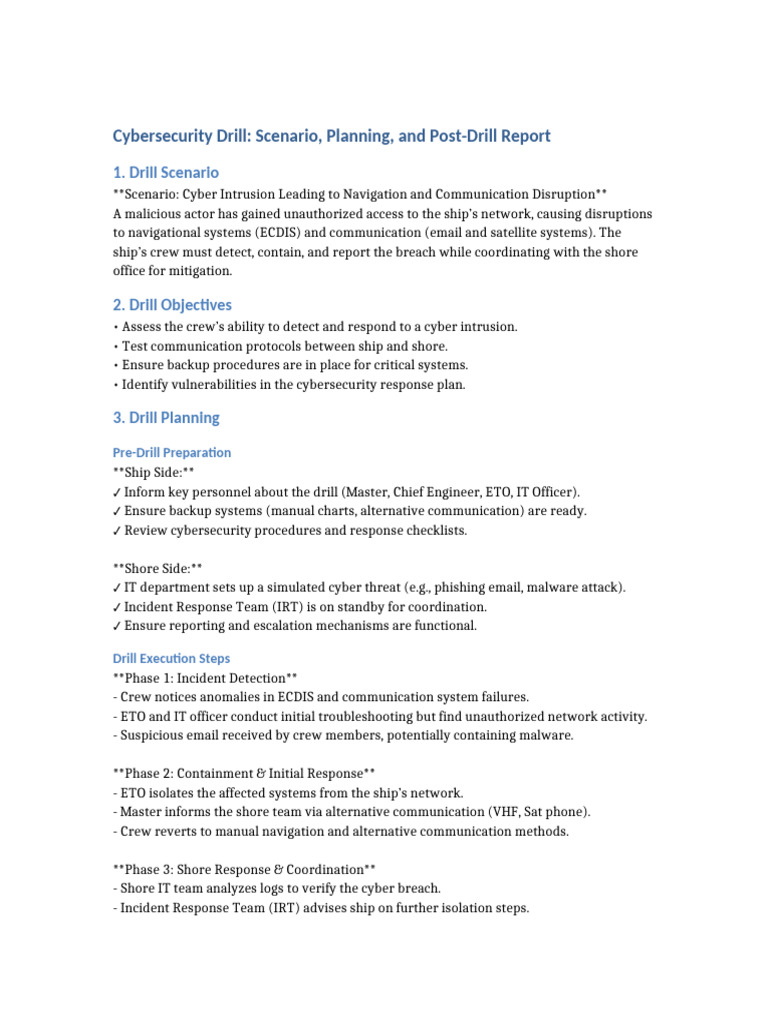 Cybersecurity Drill Report | PDF | Computer Security | Security