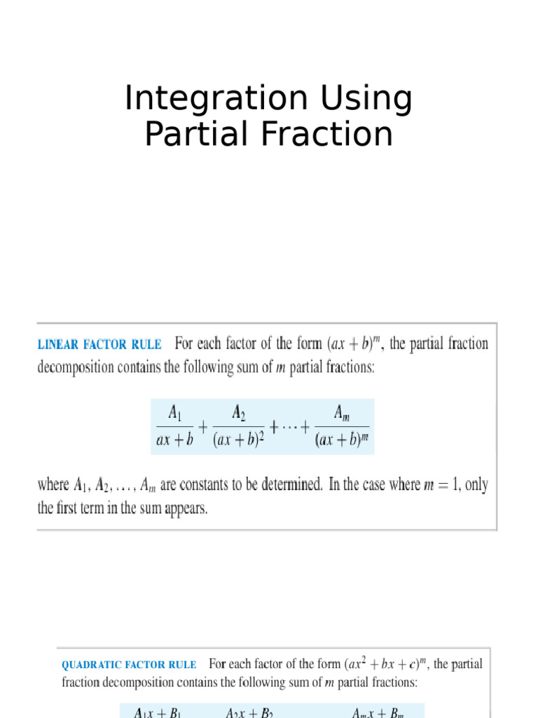 Integration Using Partial Fraction | PDF