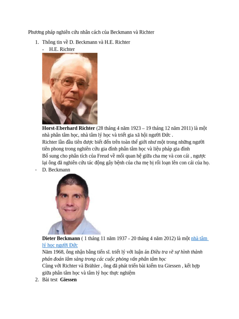 Phương Pháp Nghiên C U Nhân Cách C A Beckmann Và Richter 1 | PDF