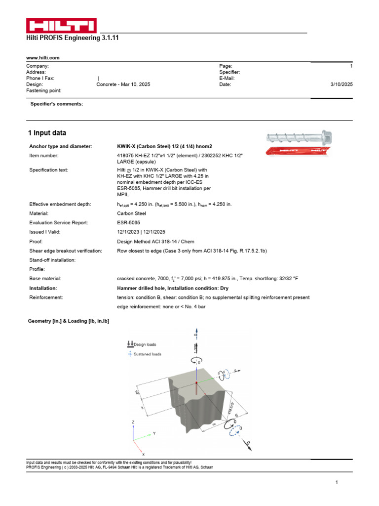 Hilti PROFIS Engineering 3.1.11 Overview | PDF | Structural Engineering ...