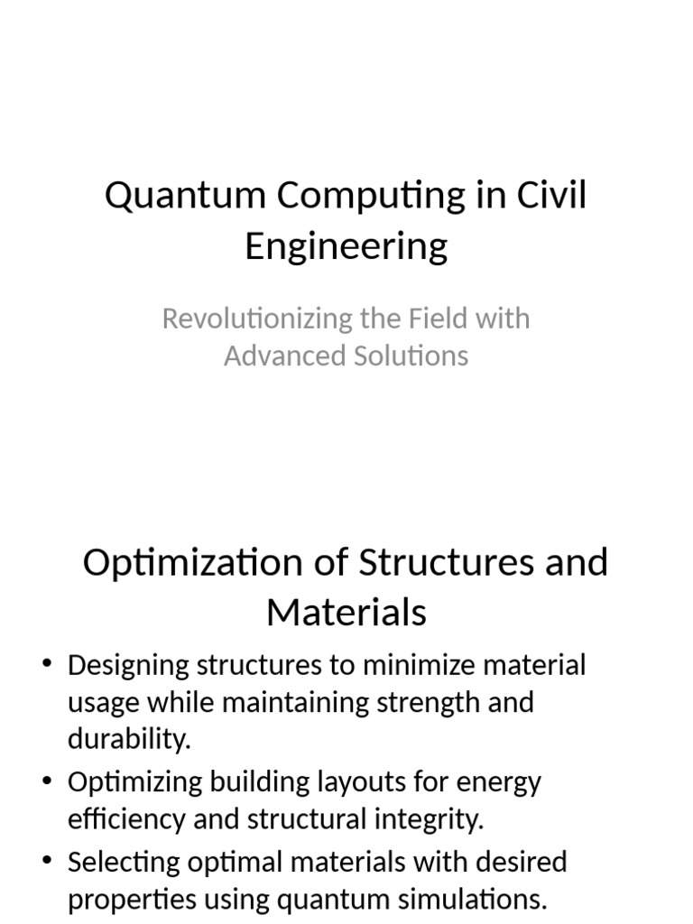 Quantum Computing in Civil Engineering | PDF