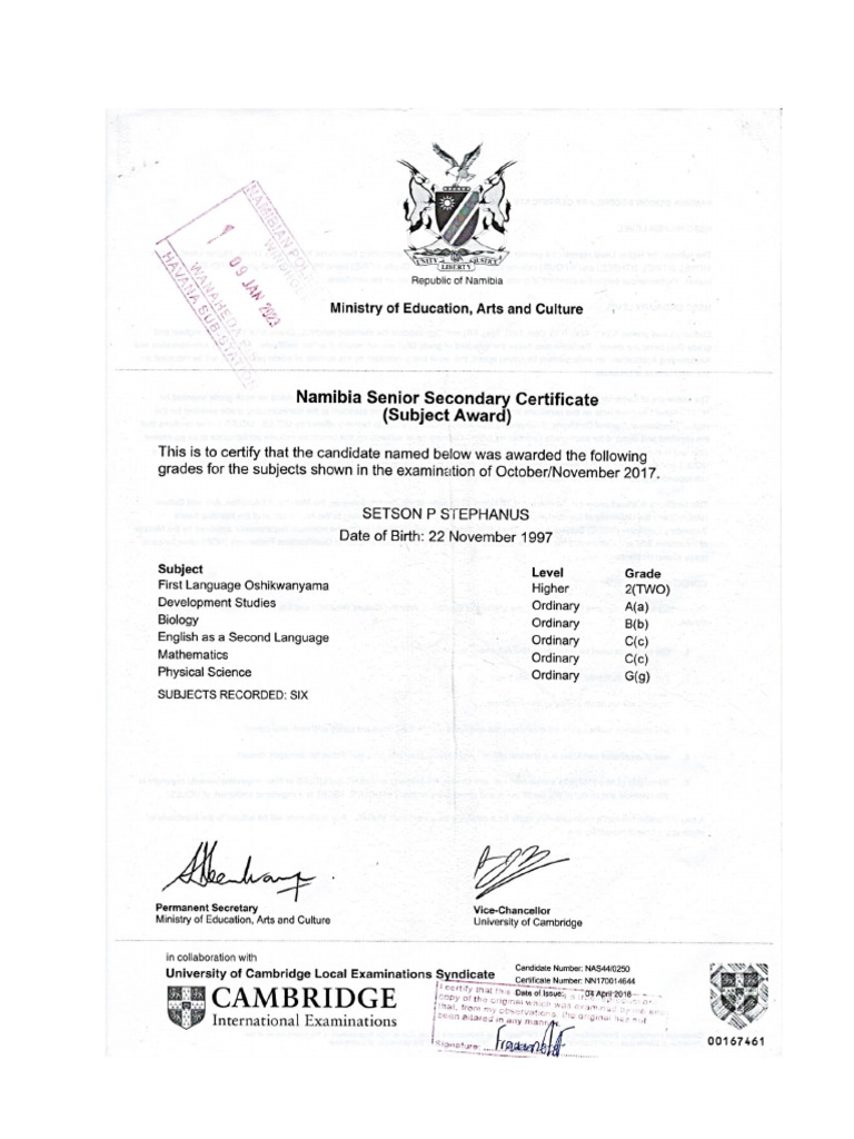 Grade 12 Certificate 1248 | PDF