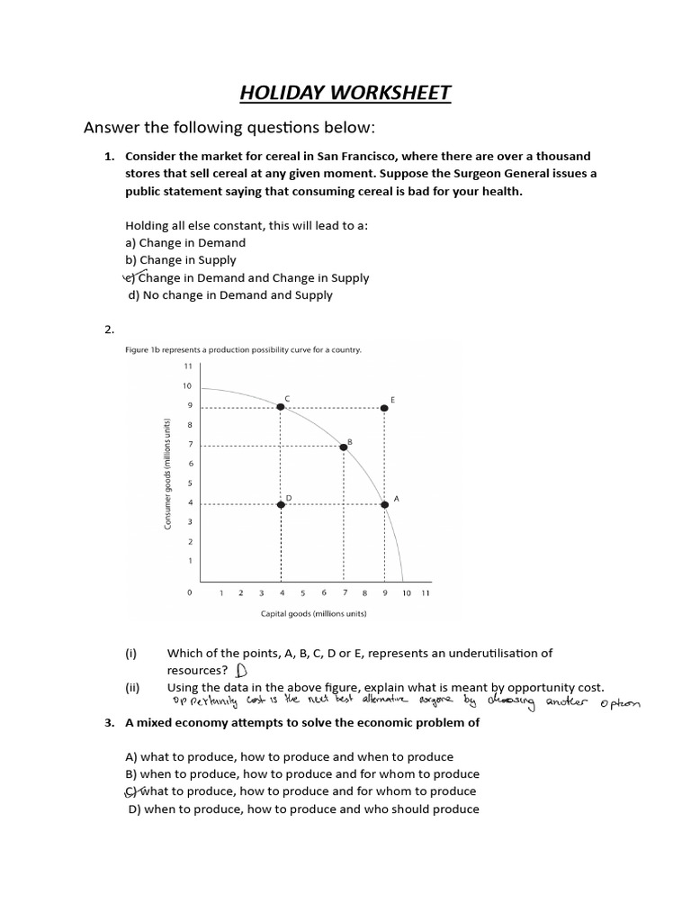 Economic Concepts and Market Analysis Worksheet | PDF | Demand ...