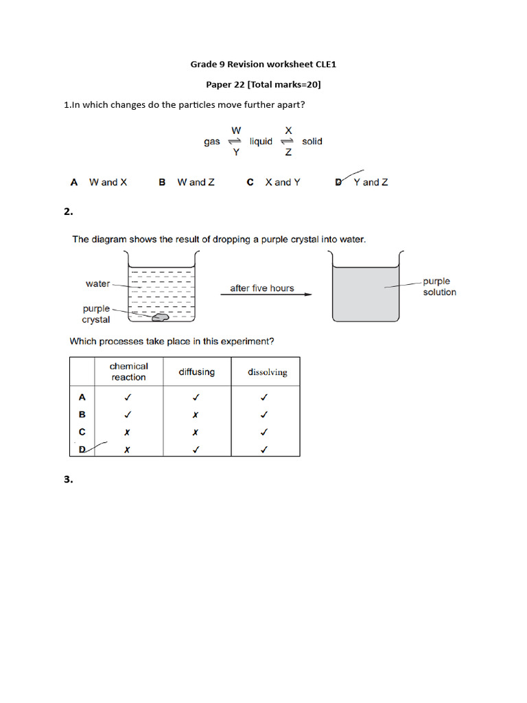 Grade_9_Revision_worksheet_CLE1 | PDF | Atoms | Ion