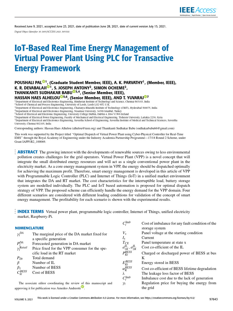 IoT Based Real Time Energy Management of | PDF | Internet Of Things ...