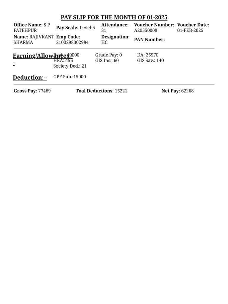 Payslip FEB 2025 | PDF