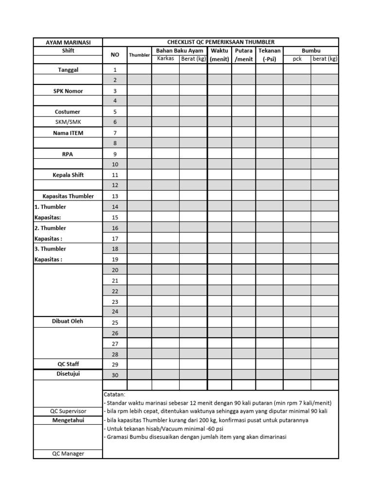 Form Cek Thumbler | PDF