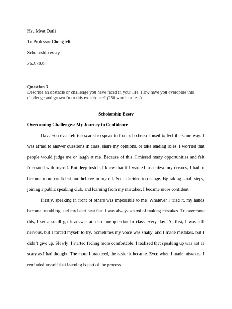 Scholarship Essay by Hsu Myat Darli . | PDF
