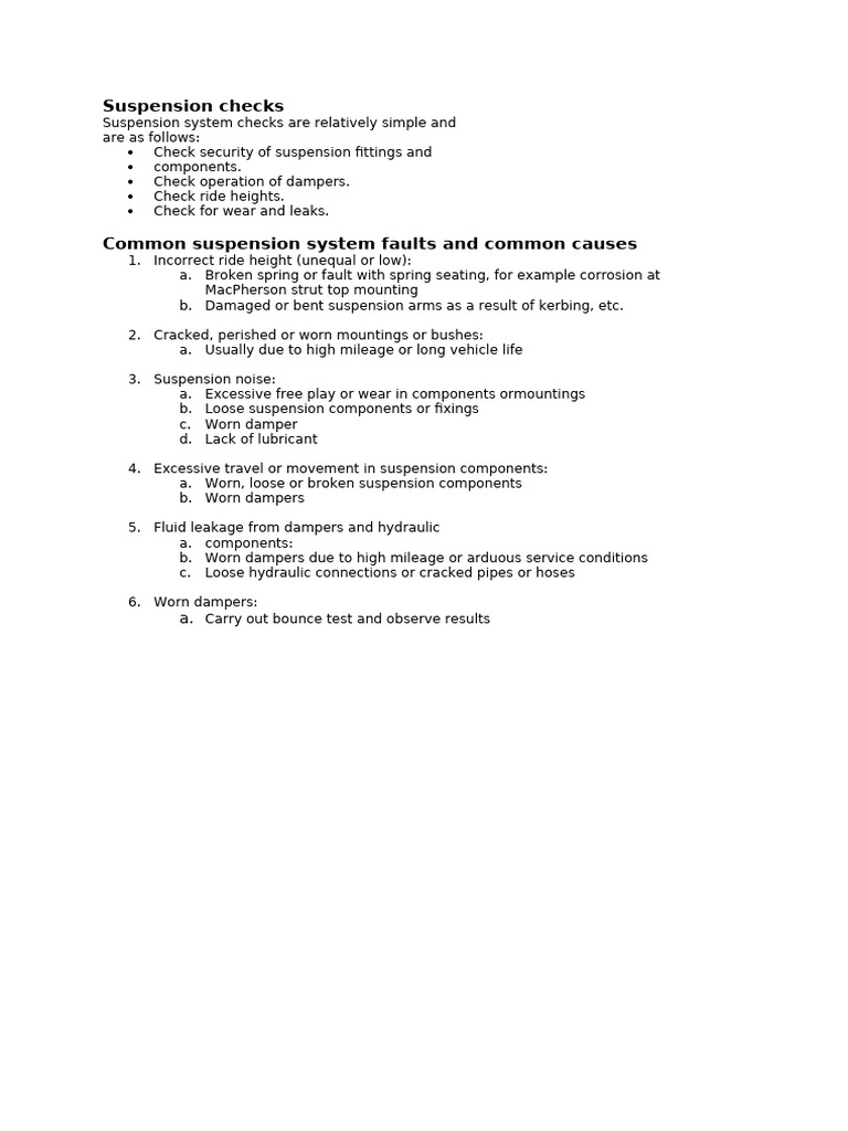 Suspension Checks | PDF
