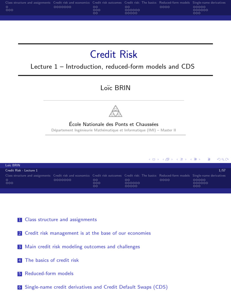Credit Risk Course Lecture Presentations 1734187622 | PDF | Credit ...