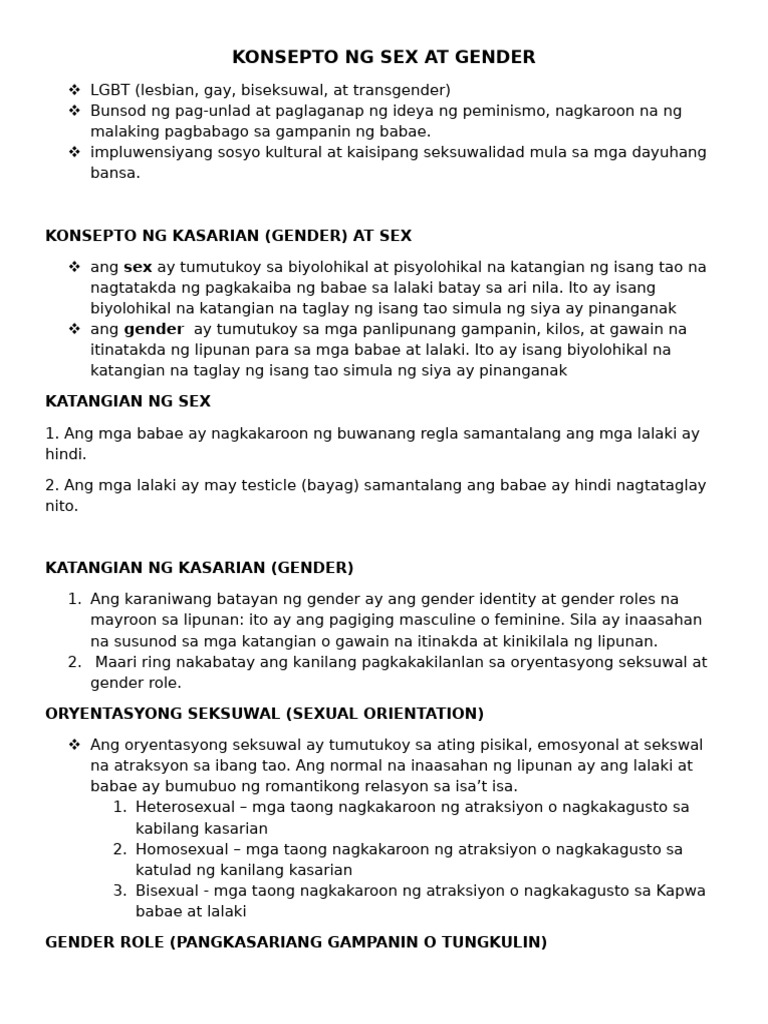 Konsepto Ng Sex At Gender Pdf