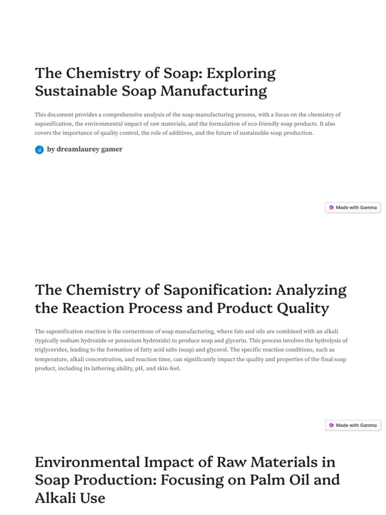 The Chemistry of Soap Exploring Sustainable Soap Manufacturing | PDF | Soap