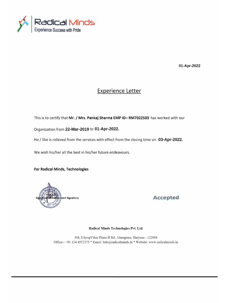 Rm-Experience Letter | PDF