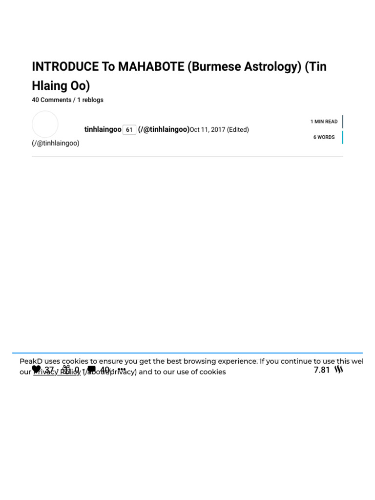 INTRODUCE To MAHABOTE (Burmese Astrology) (Tin Hlaing Oo) - PeakD | PDF