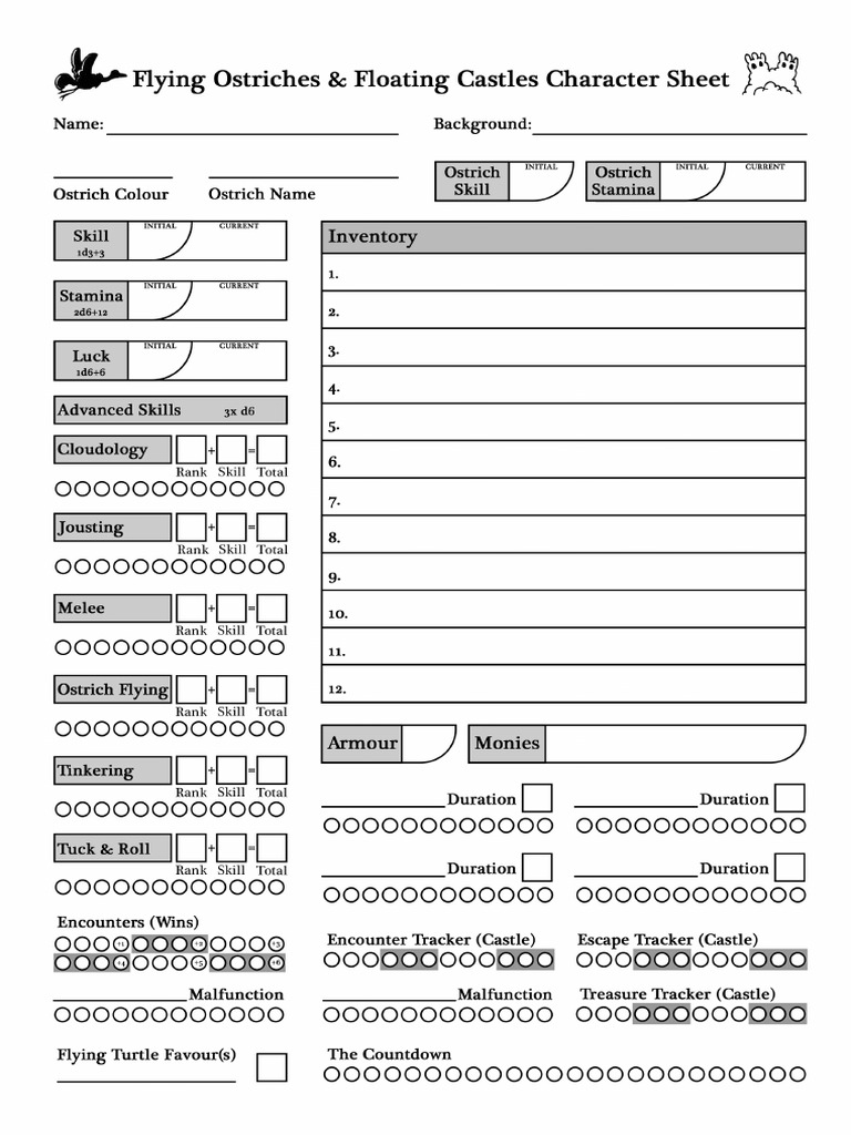 A4 Character Sheet | PDF