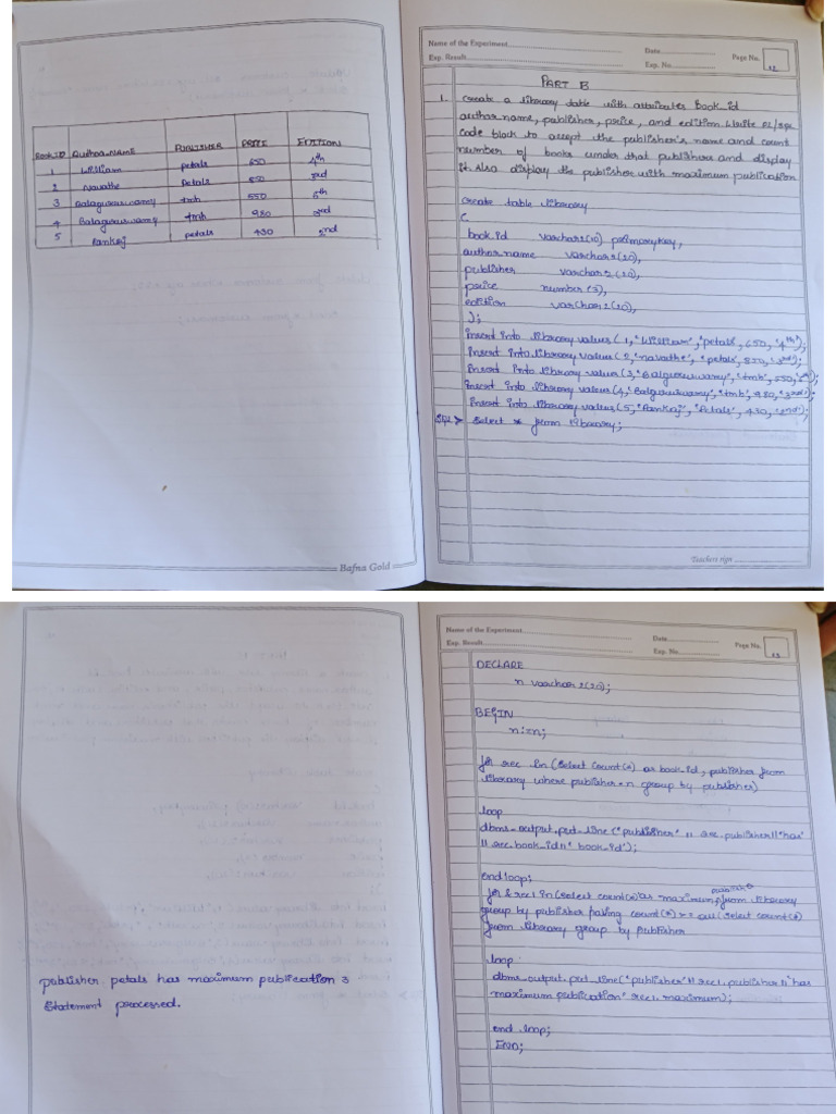 DBMS Part B Record | PDF