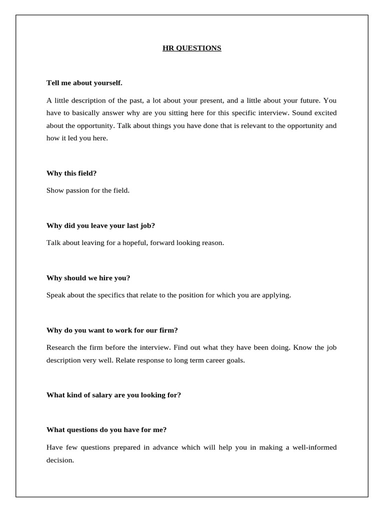 HR Questions | PDF