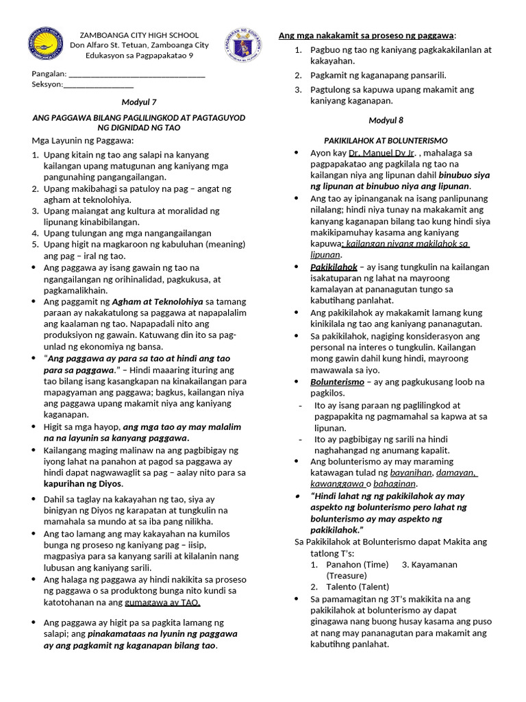 Modyul 7 and 8 Lecturette | PDF