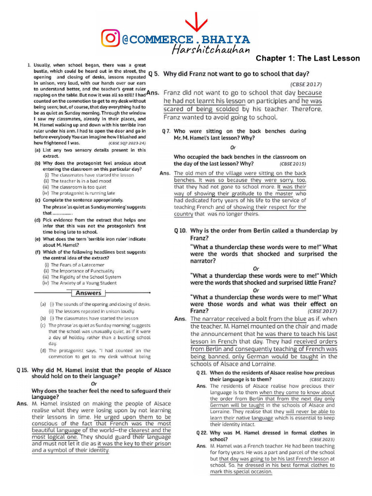 English Class 12 Most Imp Questions | PDF