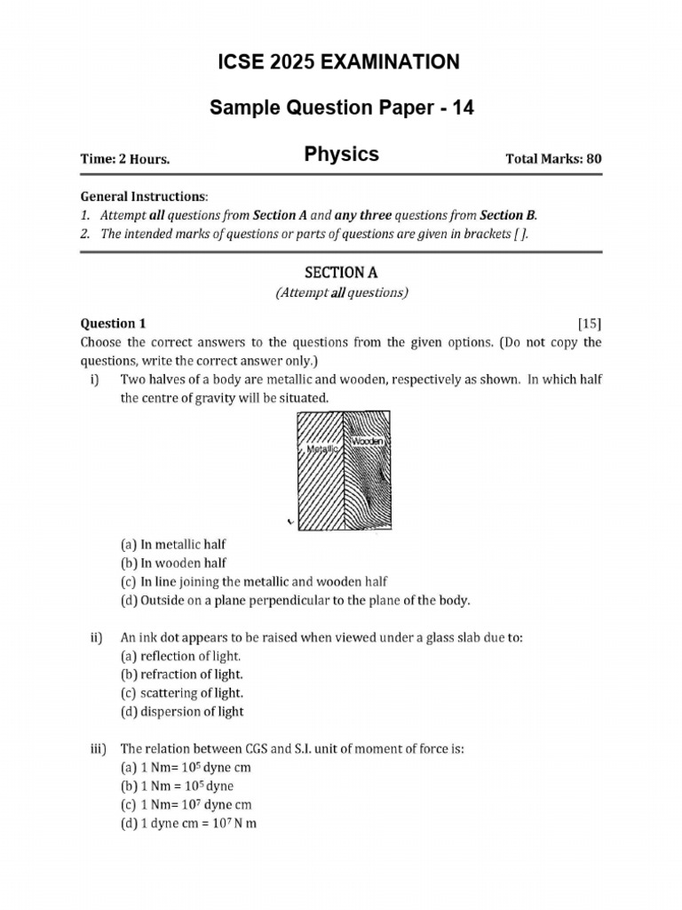 X Phy-14 - Sample QP 2025 | PDF