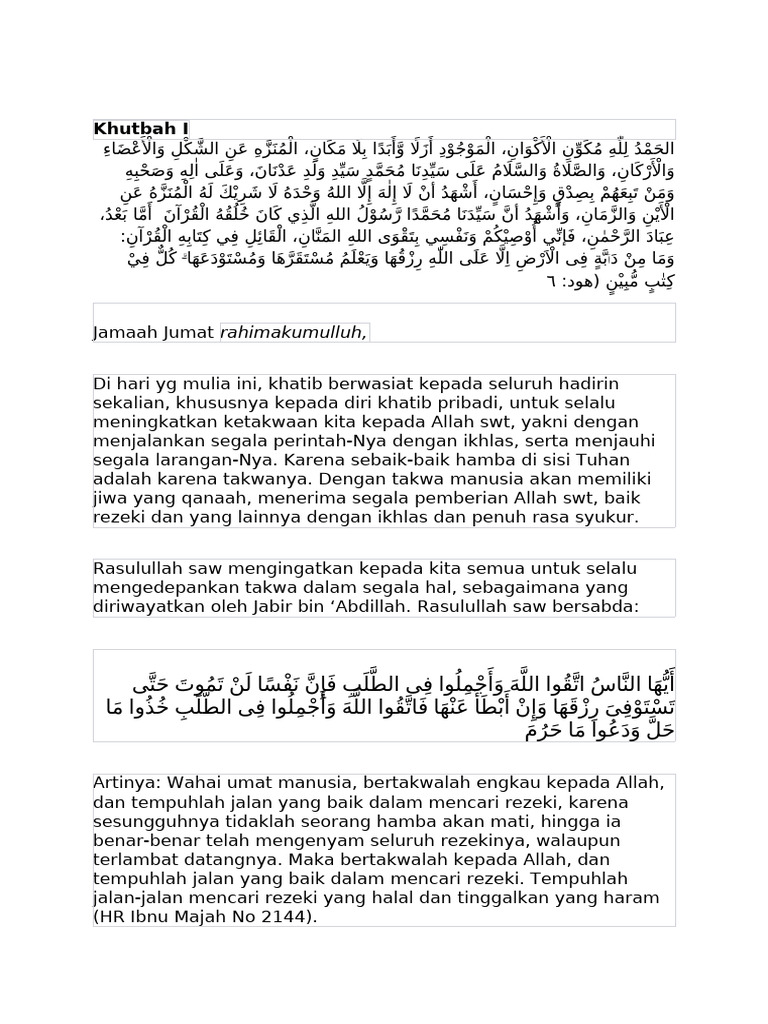 Khutbah Tingkatan Rizqi | PDF