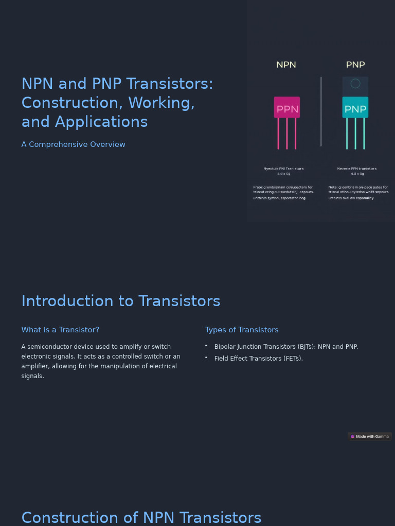 NPN and PNP Transistors Construction Working and Applications | PDF ...
