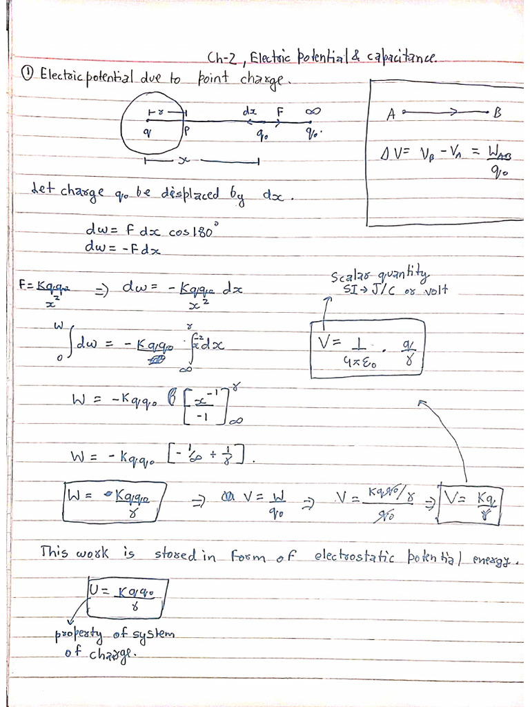 Electric Potential and Capacitance All Derivation-1 | PDF