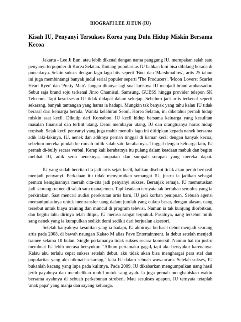 Biografi Lee Ji Eun | PDF