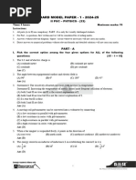 2nd PU Physics Model Question Paper 2024-2025 | PDF | Photoelectric ...