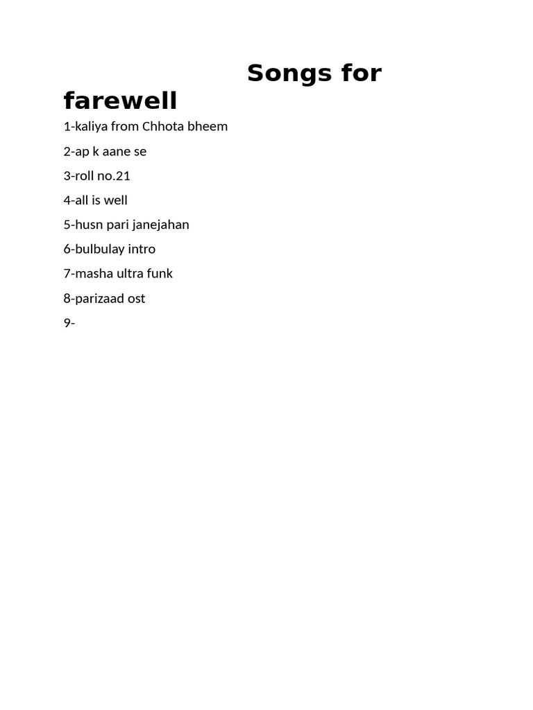 Songs For Farewell | PDF