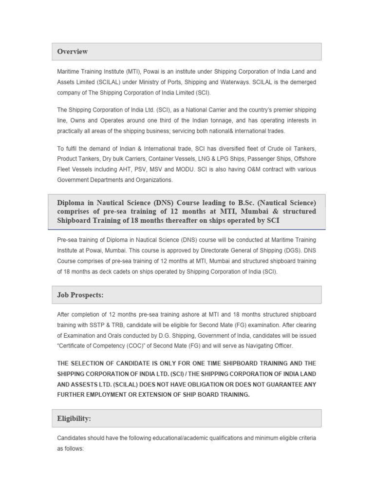 DNS Course Admission at MTI Powai | PDF | Shipping