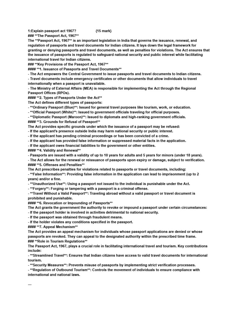 3RDsem Tourism Regulations | PDF | Passport | Travel Visa