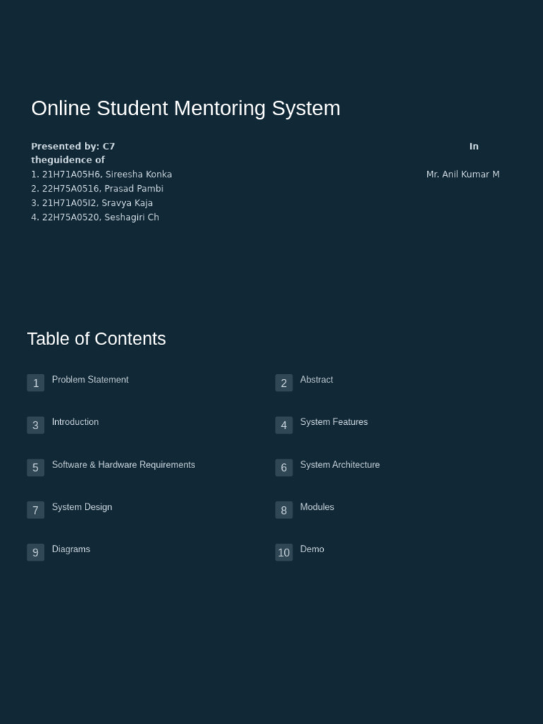 Online Student Mentoring System | PDF | Cloud Computing | Mentorship