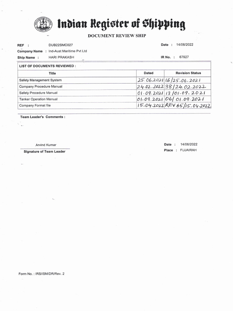 Irs-Document Review Ship. | PDF