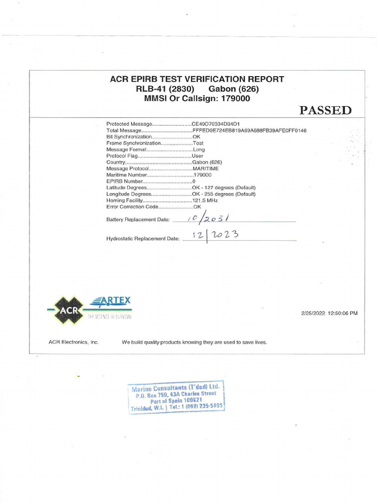 EPIRB Verification Test | PDF