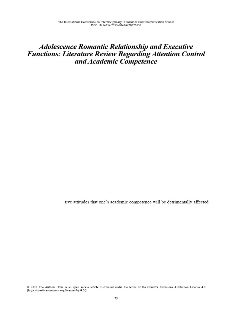 Adolescence Romantic Relationship and Executive Fu | PDF | Attention | Executive Functions