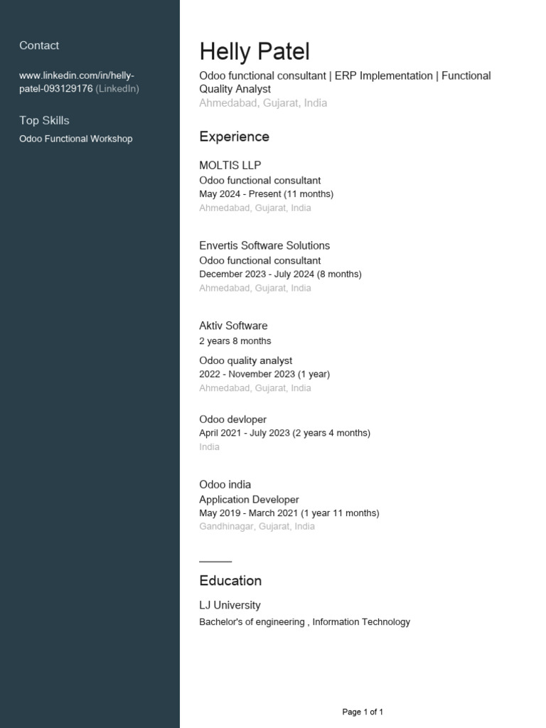 Odoo Techno Functional Consultant | PDF