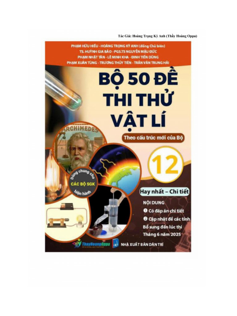 Bo 50 de Thi Thu Trac Nghiem Vat Li 12 From Moi 2025 | PDF